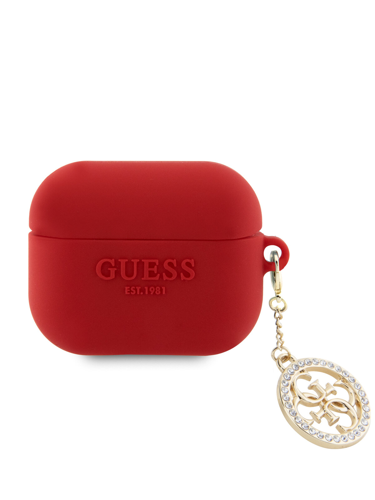 Guess для Airpods 3 чехол Liquid silicone with 4G Diamond charm Fuchsia