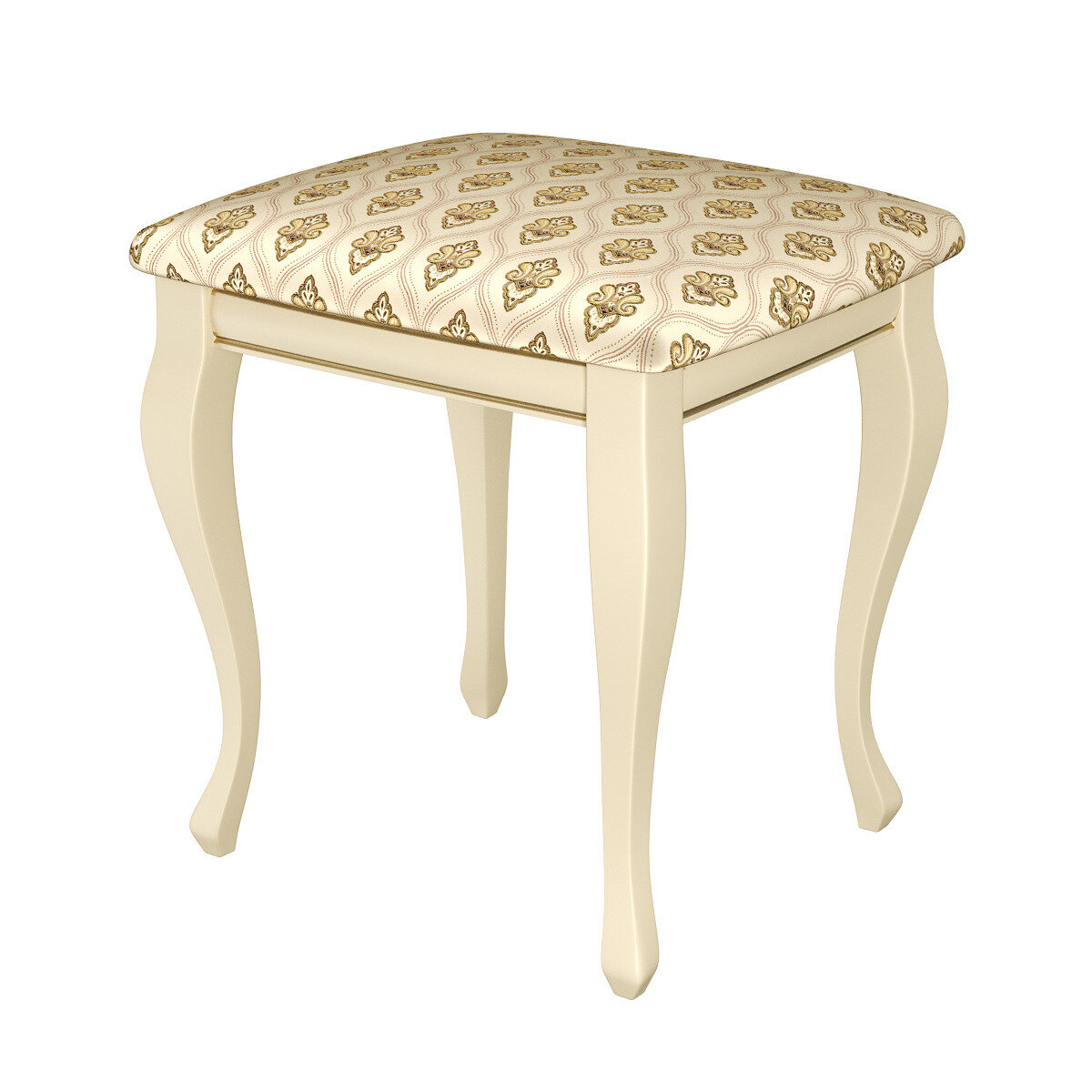 Табурет Румба с мягким сидением массив бука, с мягким сиденьем слоновая кость эмаль панна с патиной золото