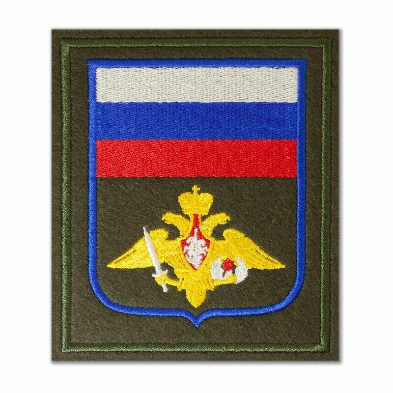 Шеврон ВДВ с синей рамкой. С липучкой. Размер 85x100 мм по вышивке.