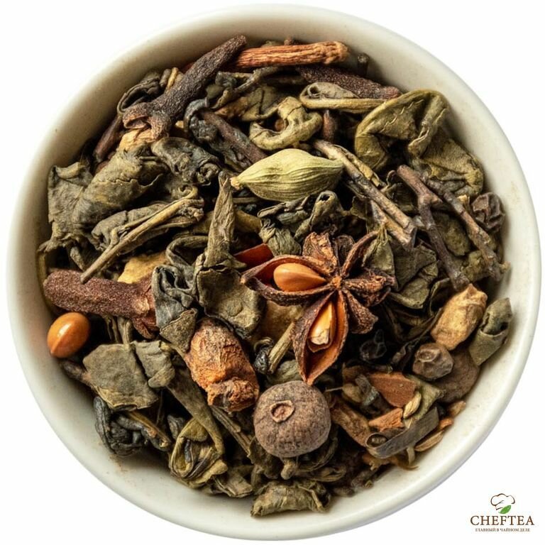 Зеленый крупнолистовой чай " Восточная пряность " с корицей, 250 гр