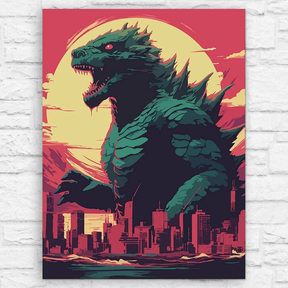 Картина по номерам на холсте фильм Годзилла (постер) - 14063 В 30х40