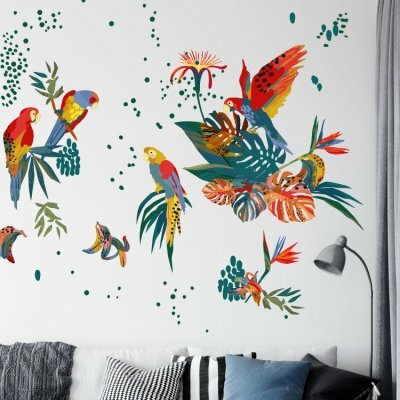 Наклейка интерьерная на стену «Попугаи Ара»