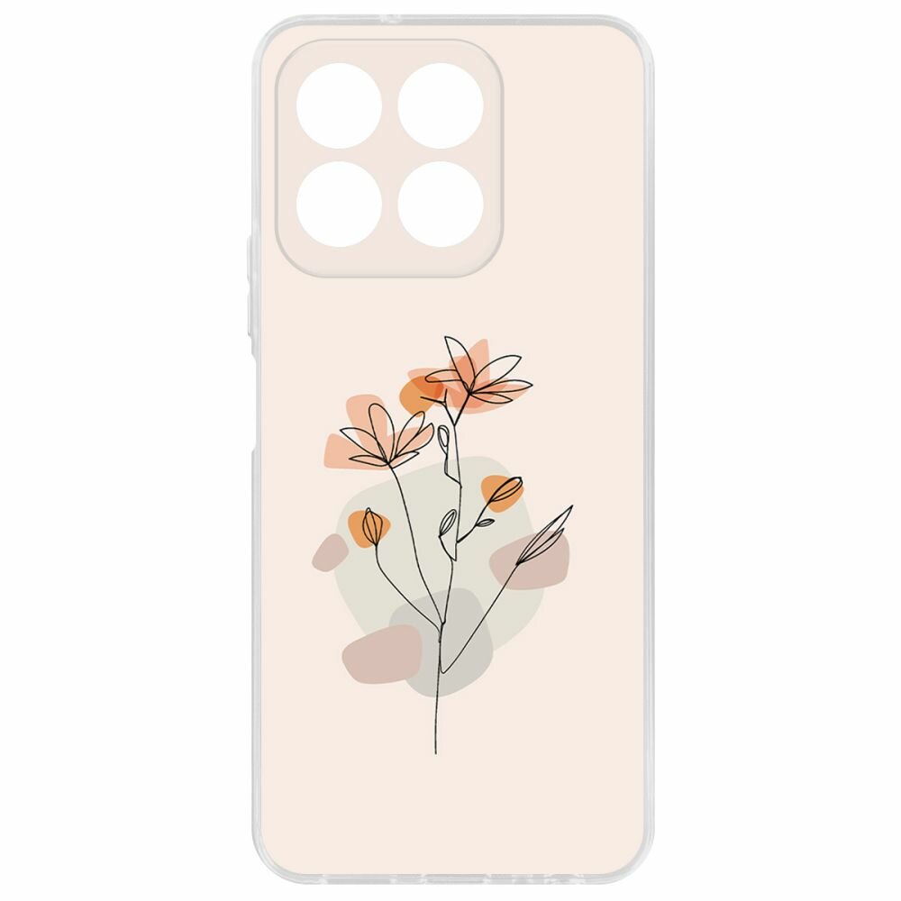 Чехол-накладка Krutoff Clear Case Ромашки для Honor X8b, с рисунком, термопластичный полиуретан (TPU)