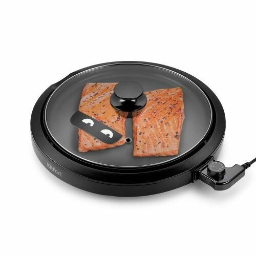 Электрогриль Kitfort КТ-1680 черный, Мощность 1750 Вт, антипригарное покрытие
