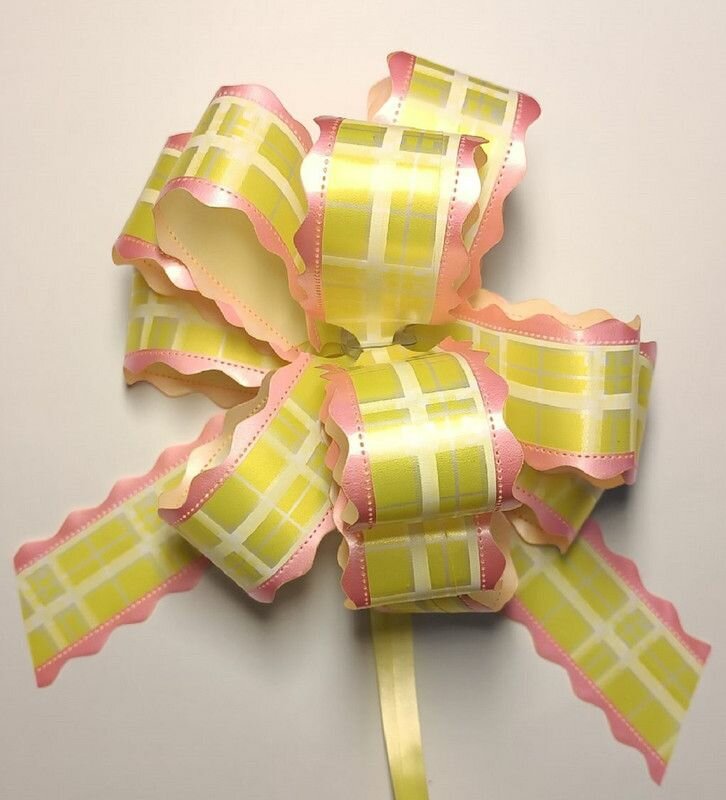 Бант-шар подарочный цветной с рисунком клетка 32 мм цвет желтый