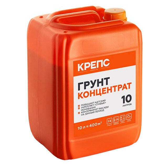Грунт акриловый крепс, концентрат, для внутренних и наружных работ, 10 л