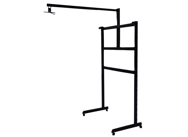 Мобильная напольная стойка [STWP-07/01] [STWP-07/1] для интерактивных досок от 60” до 112”, черная, многоуровневое крепление по высоте, на колесах, с универсальным креплением для коротко/ультракороткофокусного проектора с точной подстройкой и для miniPC