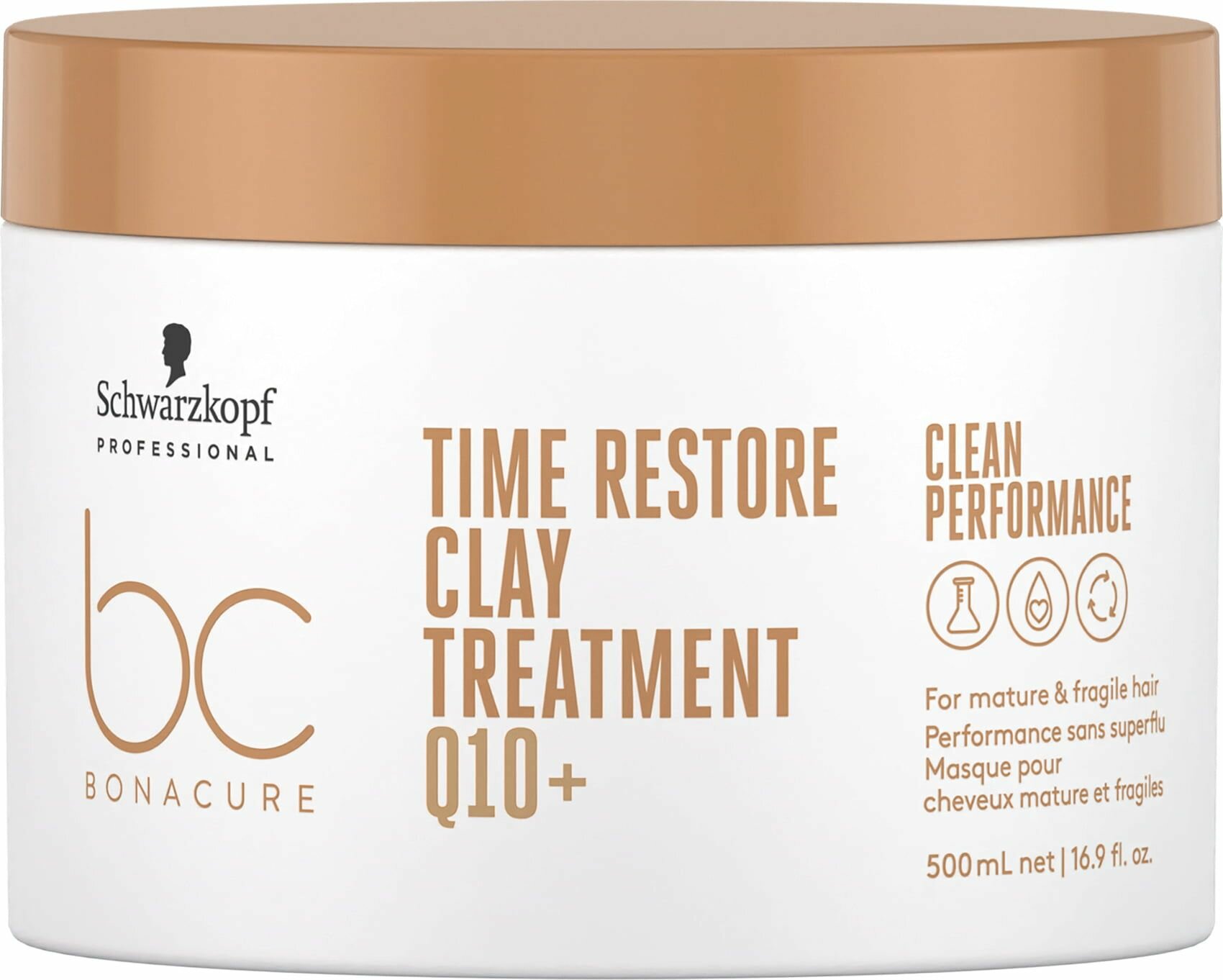 Schwarzkopf Professional Bonacure Clean Performance Q10 Time Restore Treatment - Маска-глина для зрелых и длинных волос 500 мл