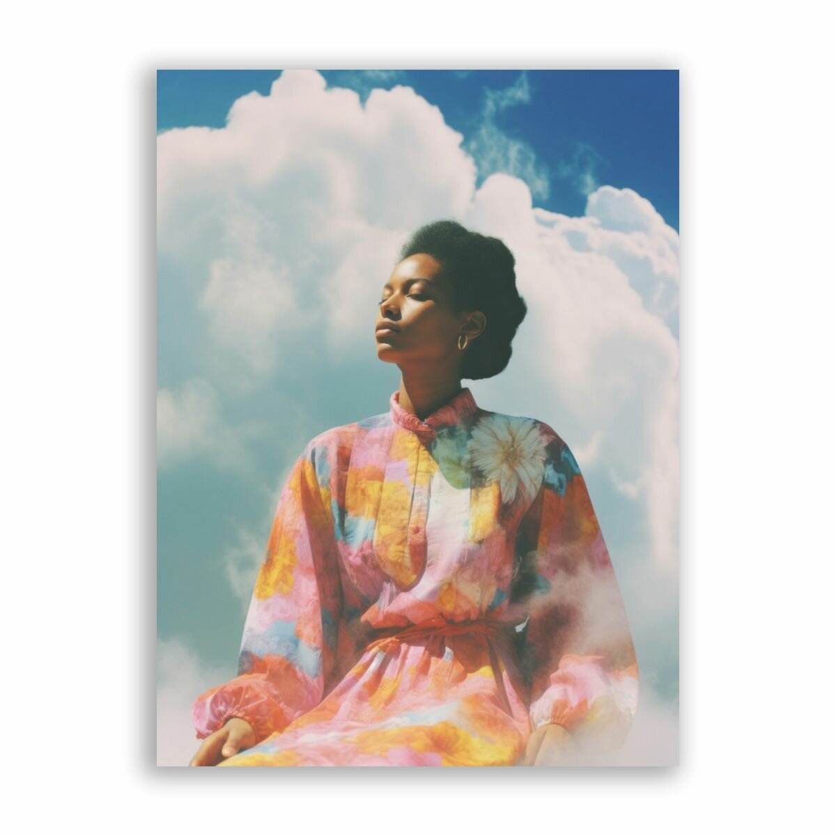 Постер, плакат на бумаге / Девушка в облаке / Размер 40 x 53 см