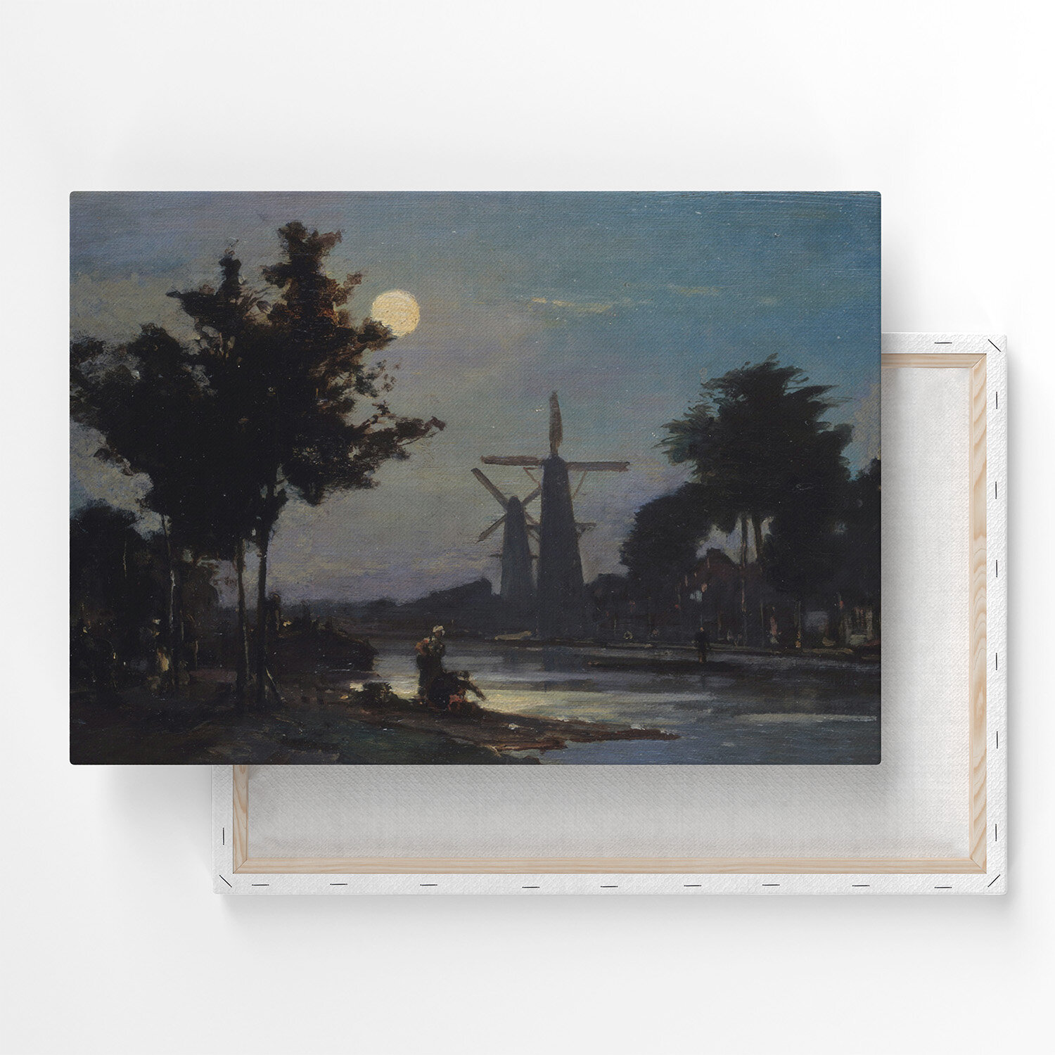 Картина на холсте, репродукция / Ян Бартолд Йонгкинд - Moonlight on the Canal / Размер 40 x 53 см