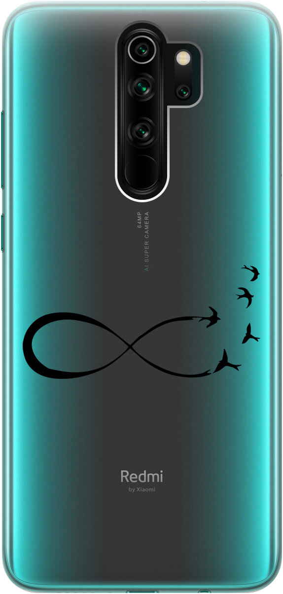 Силиконовый чехол на Xiaomi Redmi Note 8 Pro, Сяоми Редми Ноут 8 Про с 3D принтом "Infinity" прозрачный