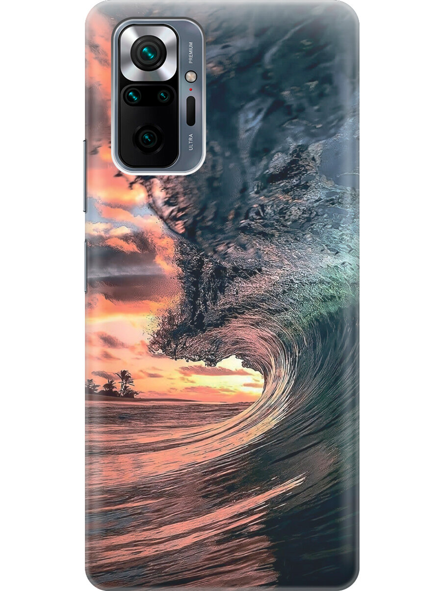 Силиконовый чехол на Xiaomi Redmi Note 10 Pro, Сяоми Редми Ноут 10 Про с принтом "Волна на закате"