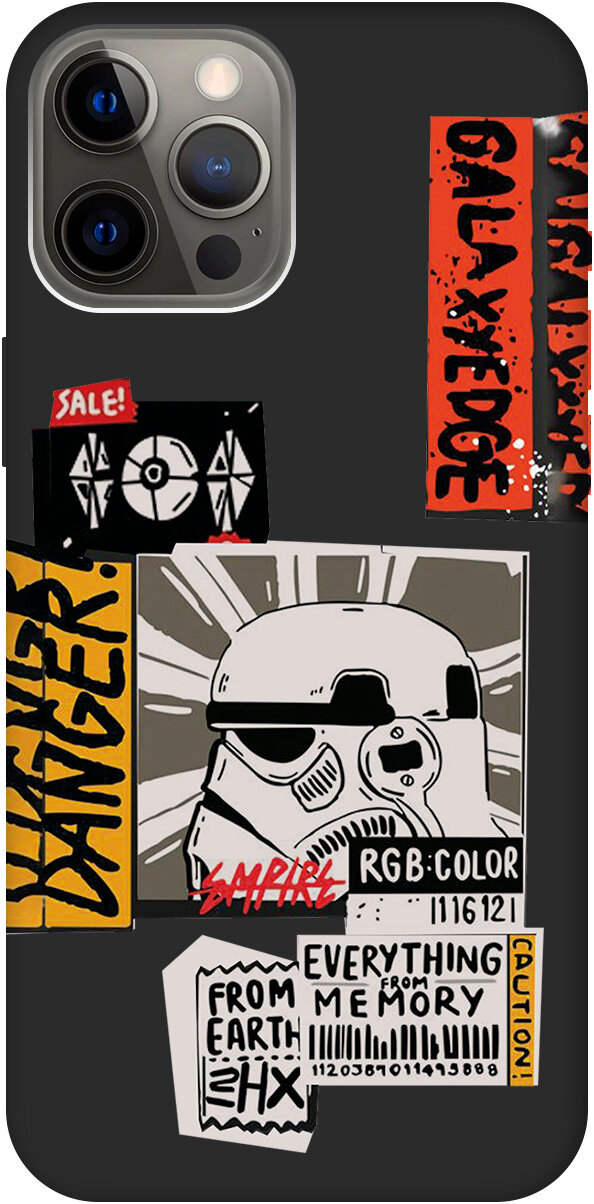 Силиконовый чехол на Apple iPhone 12 Pro Max / Эпл Айфон 12 Про Макс с рисунком "Stormtrooper Stickers" Soft Touch черный