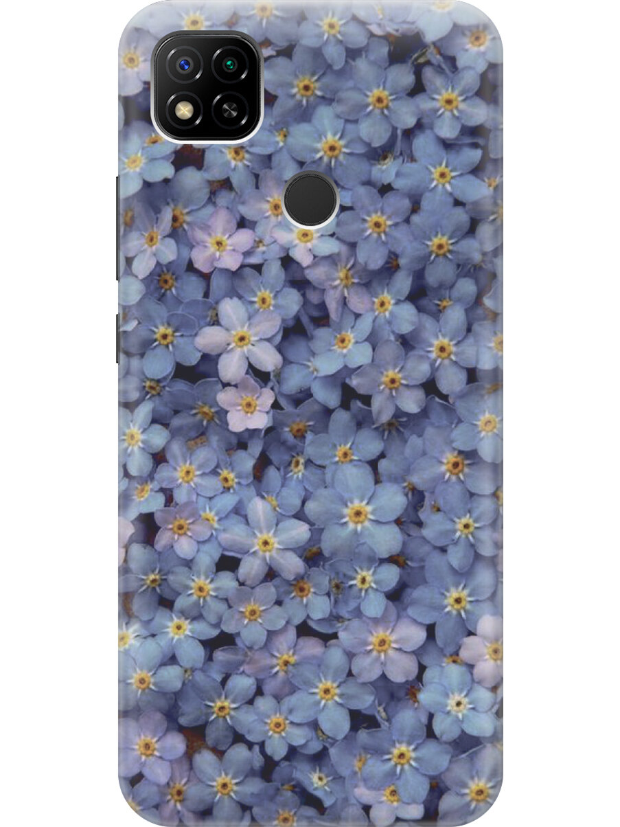 Силиконовый чехол на Xiaomi Redmi 9C, Сяоми Редми 9С с принтом "Голубые фиалки"