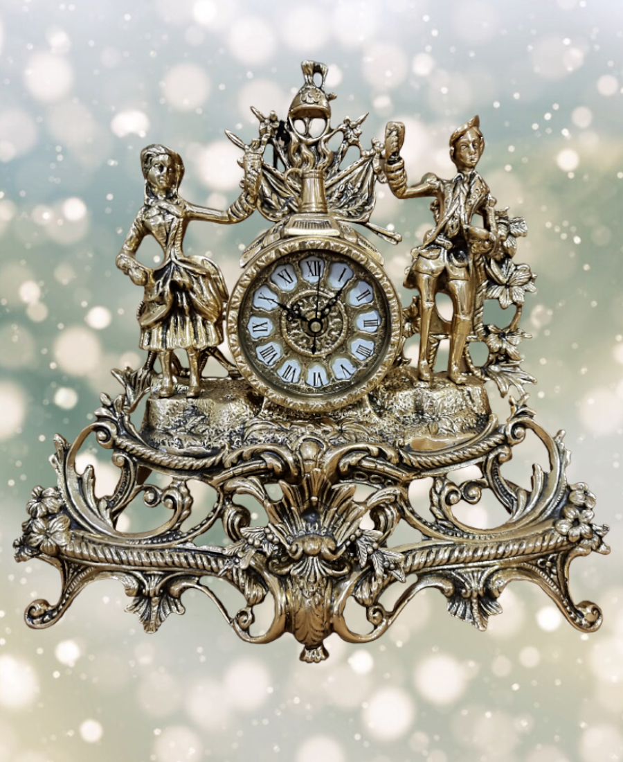 Часы каминные "Свидание", бронза