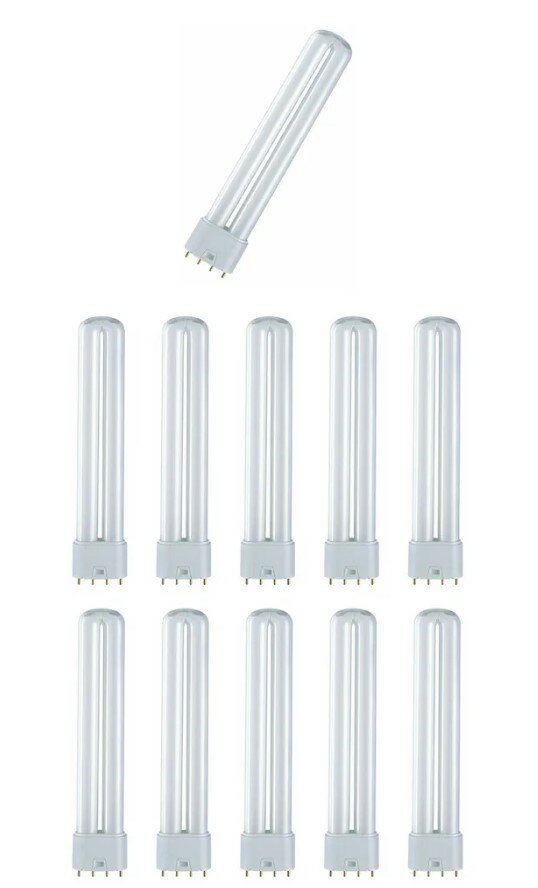 10шт/уп. Лампа Люминесцентная Dulux 18Вт 220V 2G11 CFL L 1175Лм 4000К D-18mm L-217mm Диммируемая Энергосберегающая Свет Дневной белый OSRAM, уп. 10шт