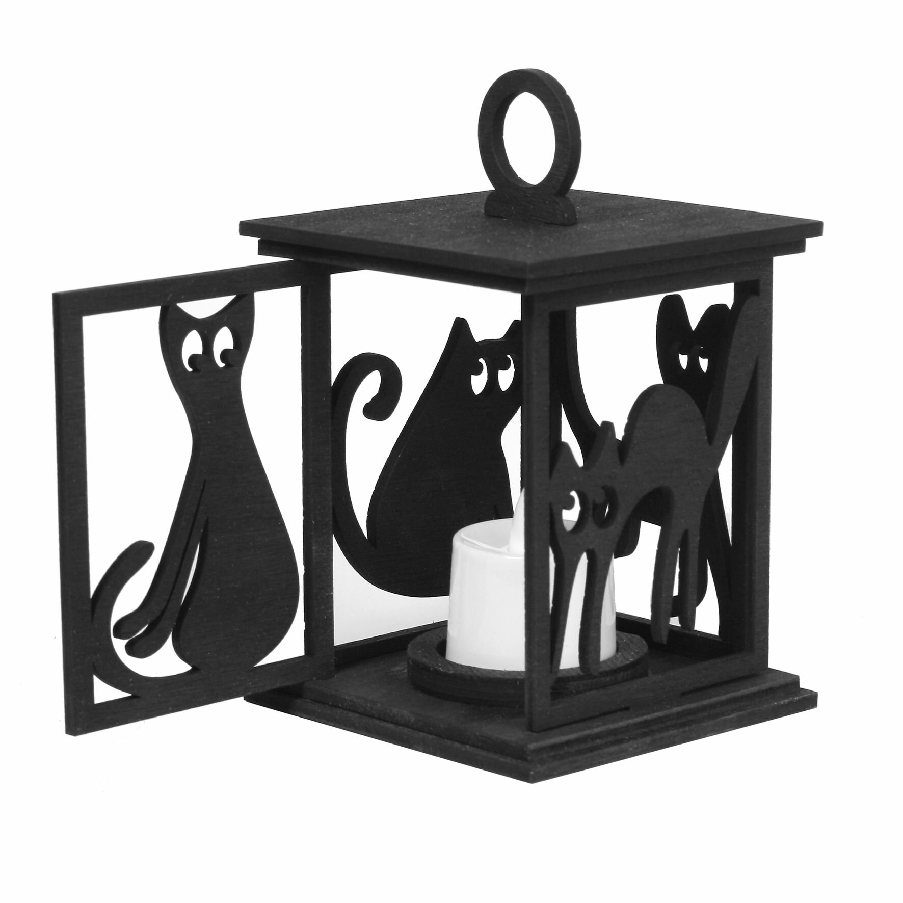 Фонарик подсвечник "Черный кот"