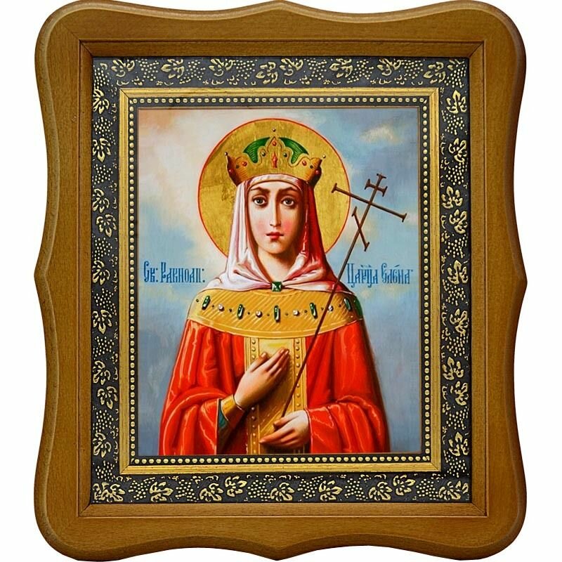 Елена Святая равноапостольная царица. Икона на холсте. (17 х 21 см / В деревянном киоте под стеклом).