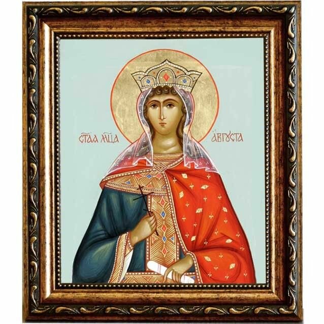 Августа (Василисса) Римская, императрица, мученица. Икона на холсте. (15 х 18 см / В раме)