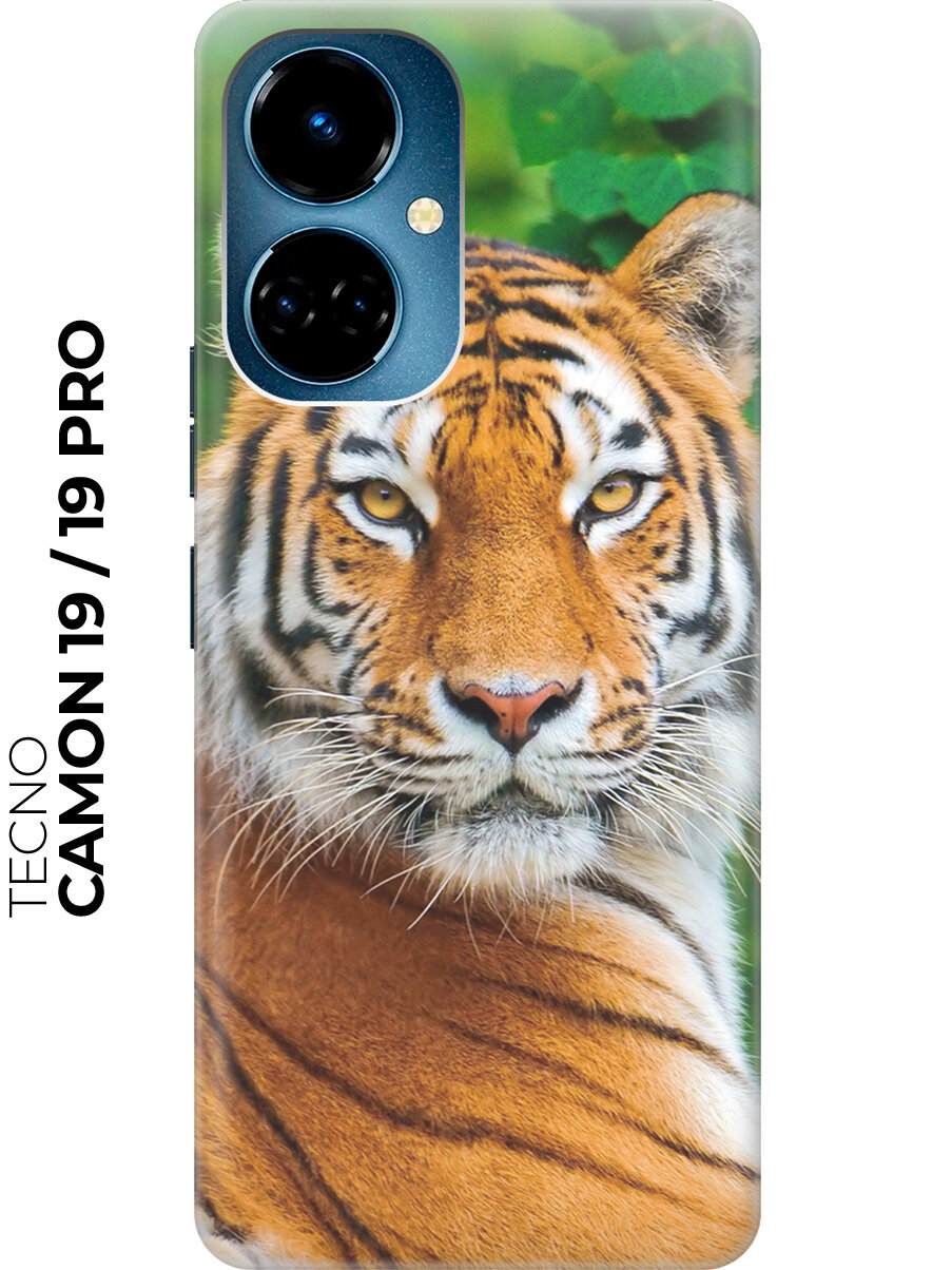 Силиконовый чехол на Tecno Camon 19 / 19 Pro / Техно Камон 19 / 19 Про с рисунком "Портрет тигра"