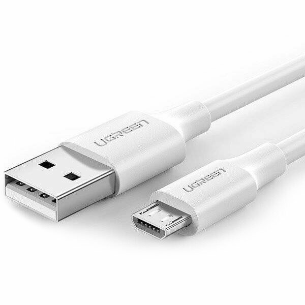 Кабель UGREEN US289 USB-A 2.0 to Micro-USB Cable Nickel Plating Nylon Braid (1 метр) белый (60141)