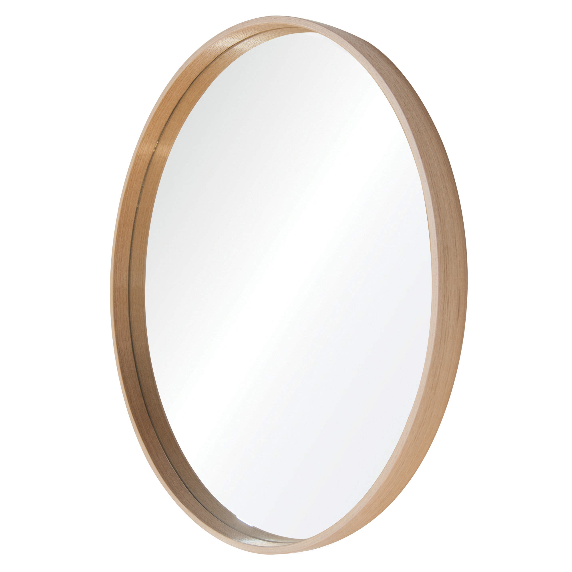 Зеркало интерьерное круглое настенное 80 см шпон натуральный Дуб