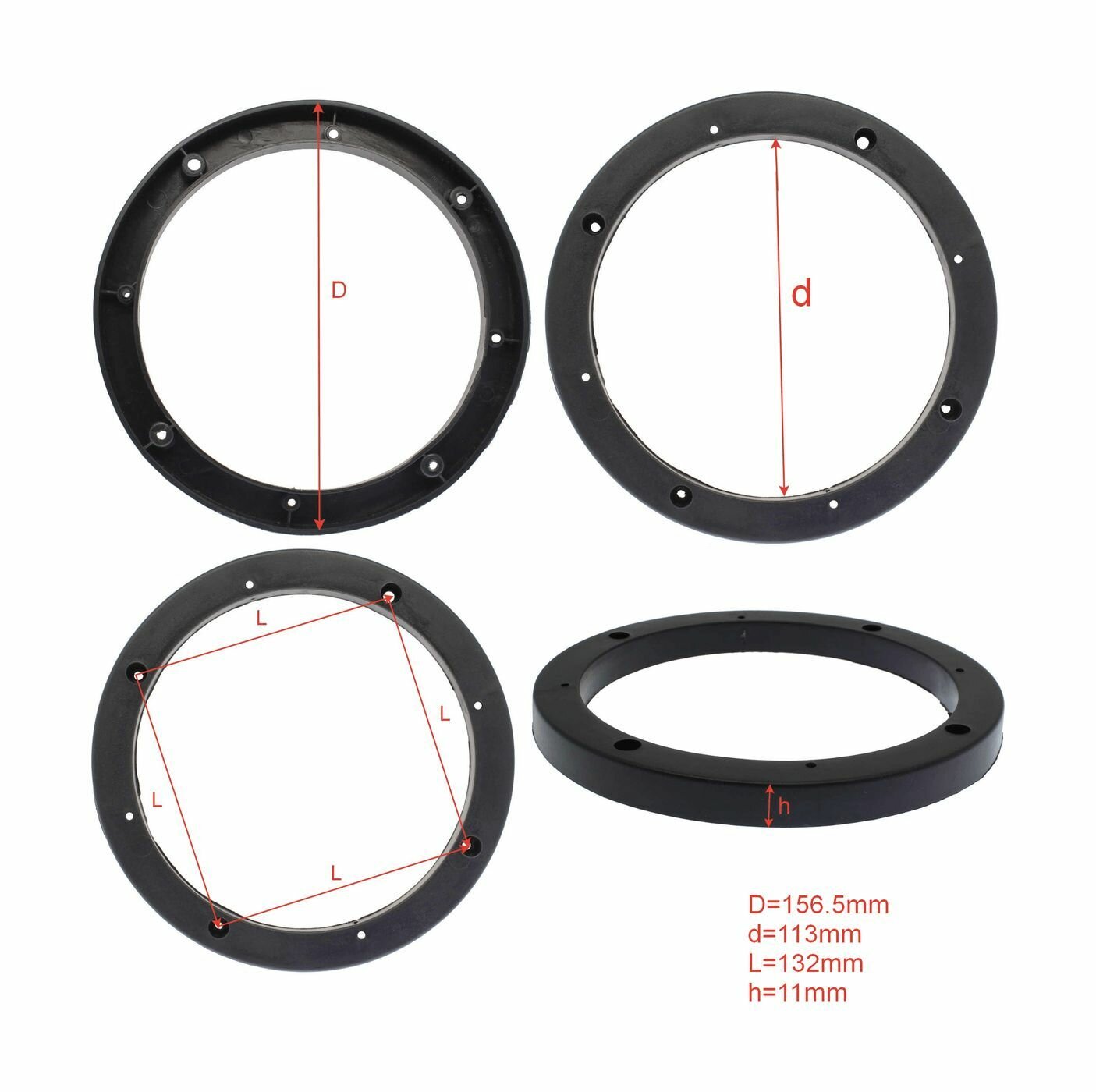 Подиумы пластик для установки динамиков универсальные 6,5" (16 см. ровные, простые)