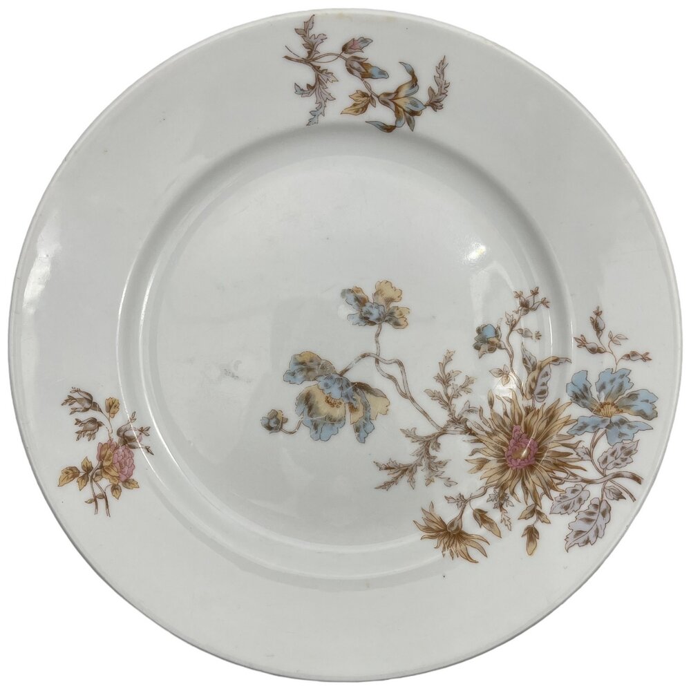 Тарелка "Колокольчики", 24 см, для вторых блюд, 1889-1917 гг, Кузнецов в Москве, Российская Империя