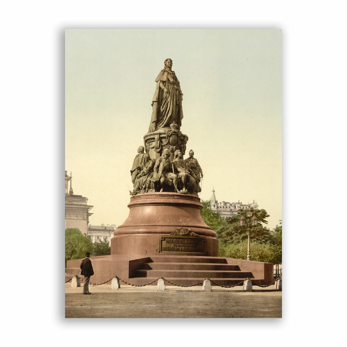 Постер, плакат на бумаге / Monument of Catherine II, St. Petersburg, Russia / Размер 40 x 53 см