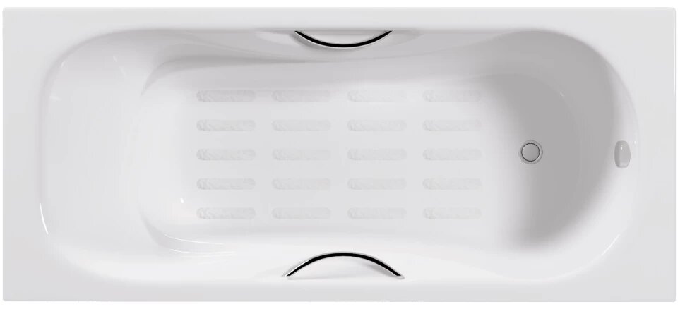 Ванна чугунная Delice Malibu DLR230607R-AS 150x75 см, с отверстиями под ручки, антискользящим покрытием, белый