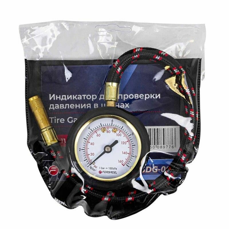 Индикатор для проверки давления в шинах с гибким шлангом (0-11 Bar) Forsage