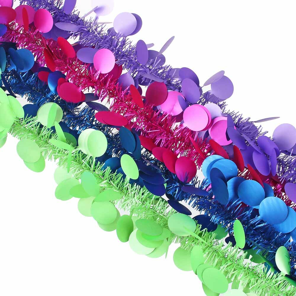 Мишура сноу БУМ, формовая, ПВХ, матовая, кружки, 10 x 200см, 4 цвета