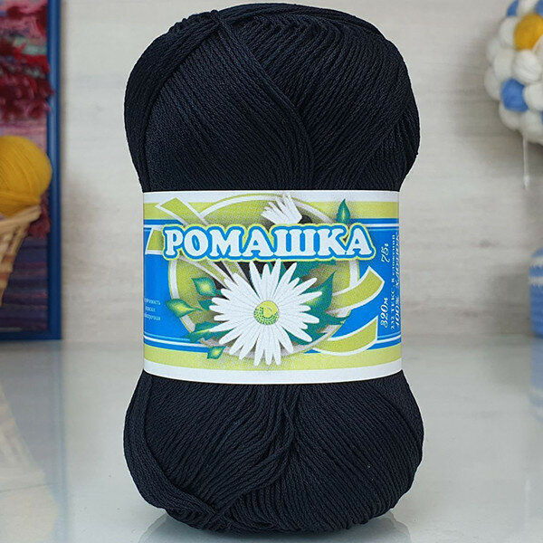 Пряжа ПНК им. Кирова ромашка 7214 черный (4 мотка)