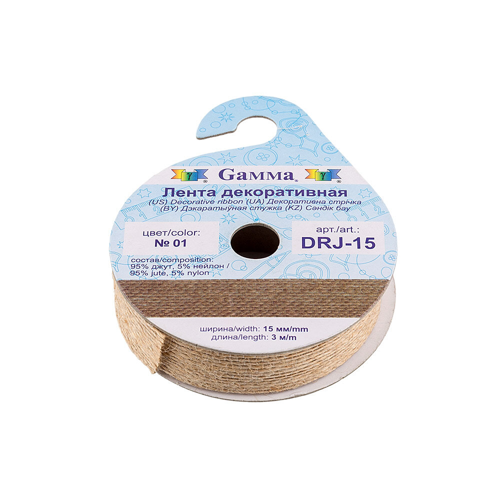 Gamma' джутовая цв. лента DRJ-15-PW74 15 мм 3 м декоративная упаковочная лента для флористики цвет 04 красный
