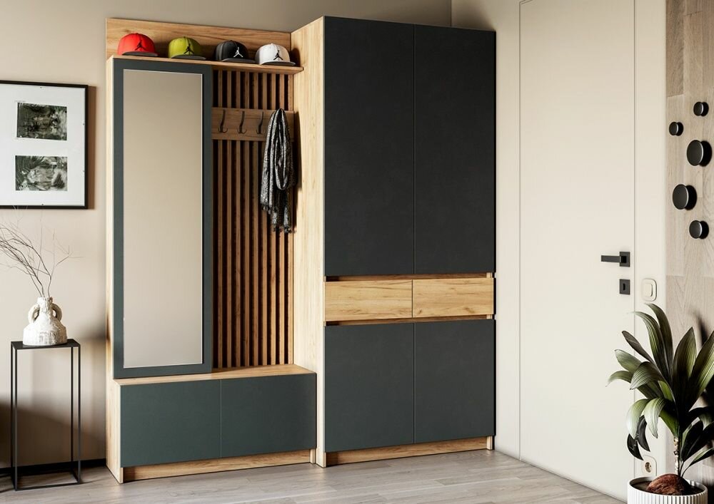 Прихожая Стоуби 3, серый графит (000062204, 000062205) (Интерьер-Центр)