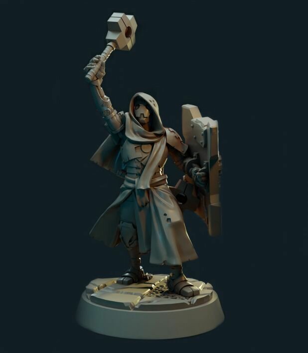 Миниатюра D&D "Собранный клирик с булавой" 32 мм (DnD, Dungeons & Dragons, ДнД, Подземелья и Драконы, Pathfinder)