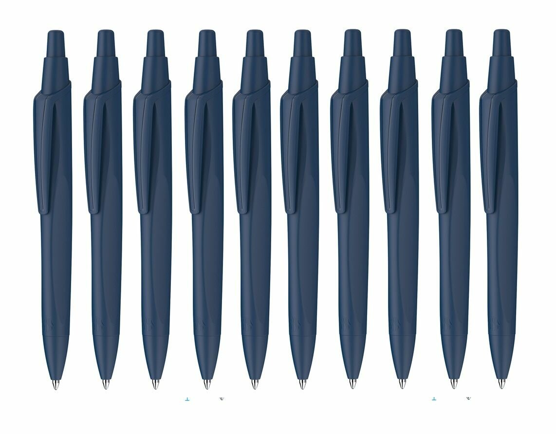 Набор из 10 шт. - Ручка шариковая автоматическая Schneider "Reco" синяя, 1,0 мм, корпус темно-синий