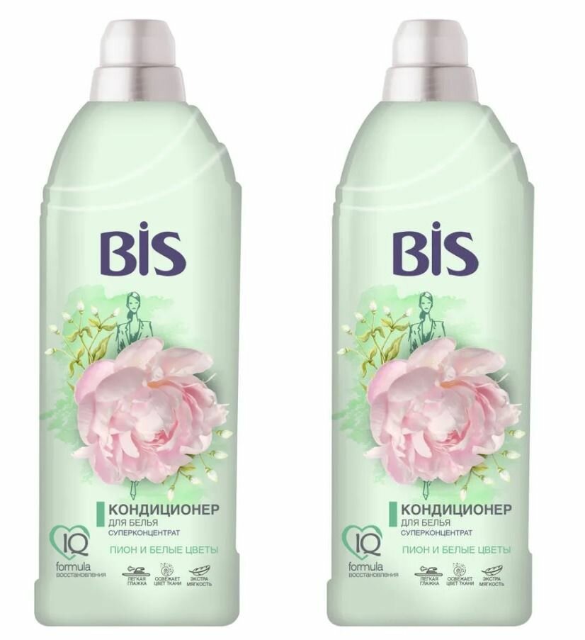 BIS Кондиционер для белья Пион и белые цветы, 900 мл, 2 штуки