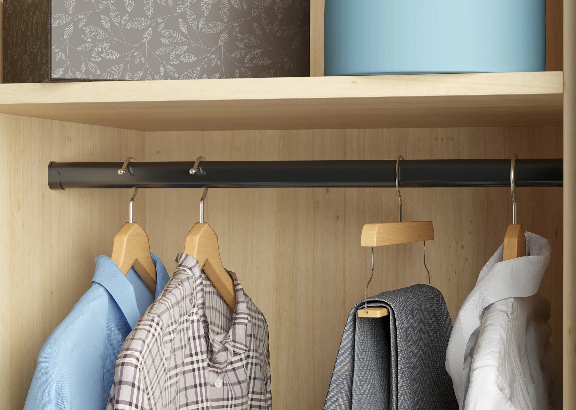 Штанга вешало в шкаф для одежды с креплением 900 мм, комплект Черный муар