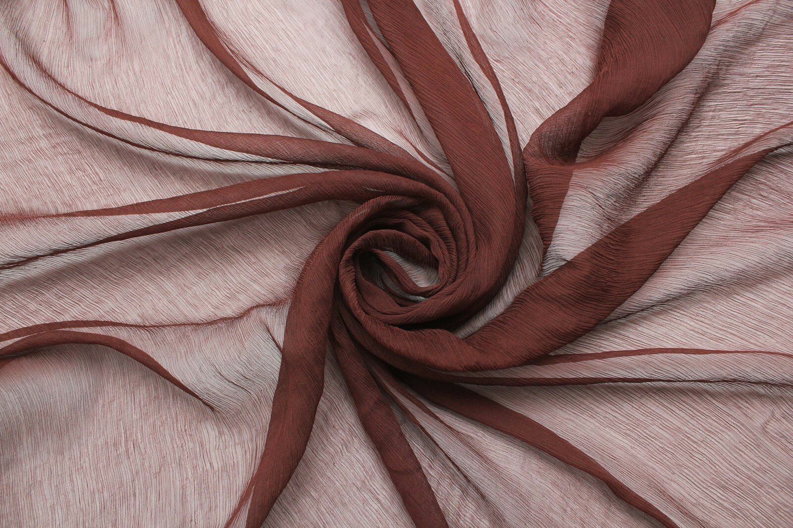 Ткань Шёлк-шифон-креш коричневый, ш110см, 0,5 м