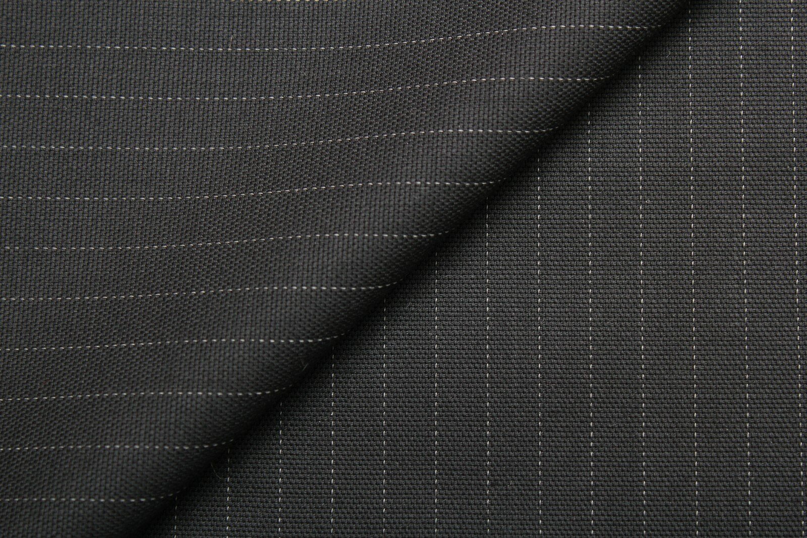 Ткань костюмная Marlane чёрная в белую тонкую полоску, ш148см, 0,5 м