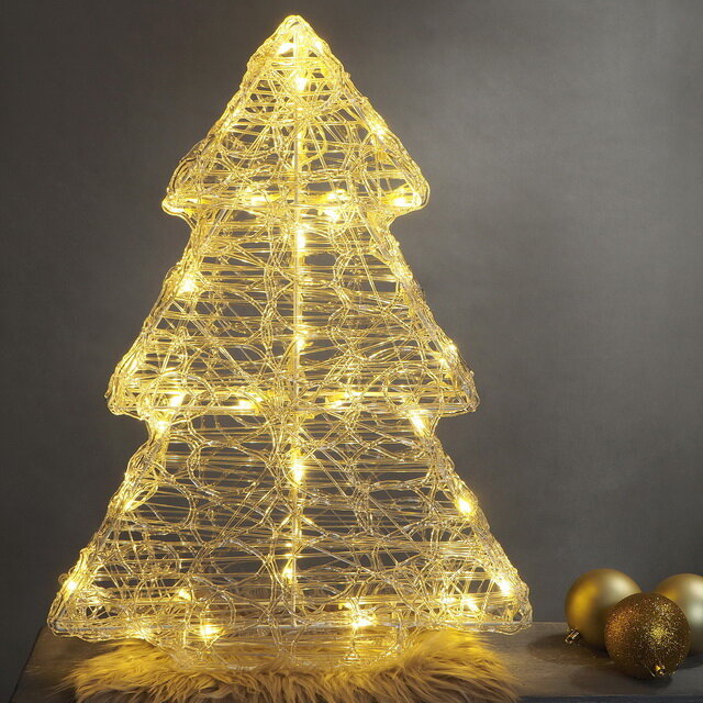 Светящаяся фигура Елка White Pearl 60 см, 60 теплых белых LED ламп, IP44, Kaemingk, 491022