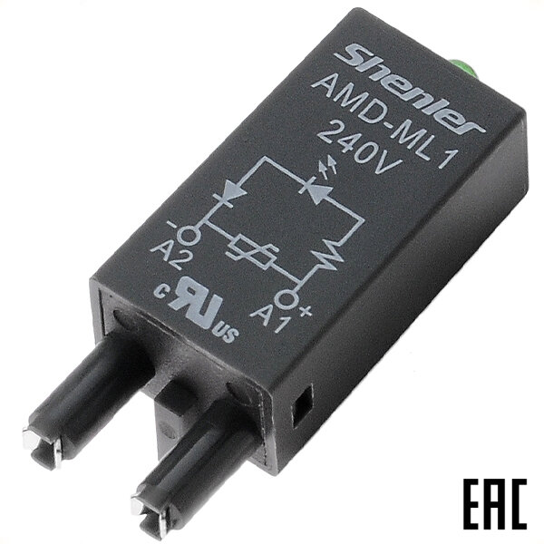 Модуль AMD-ML1, варистор + зеленый LED, 240В AC/DC (Shenler) (3 шт. в комплекте)