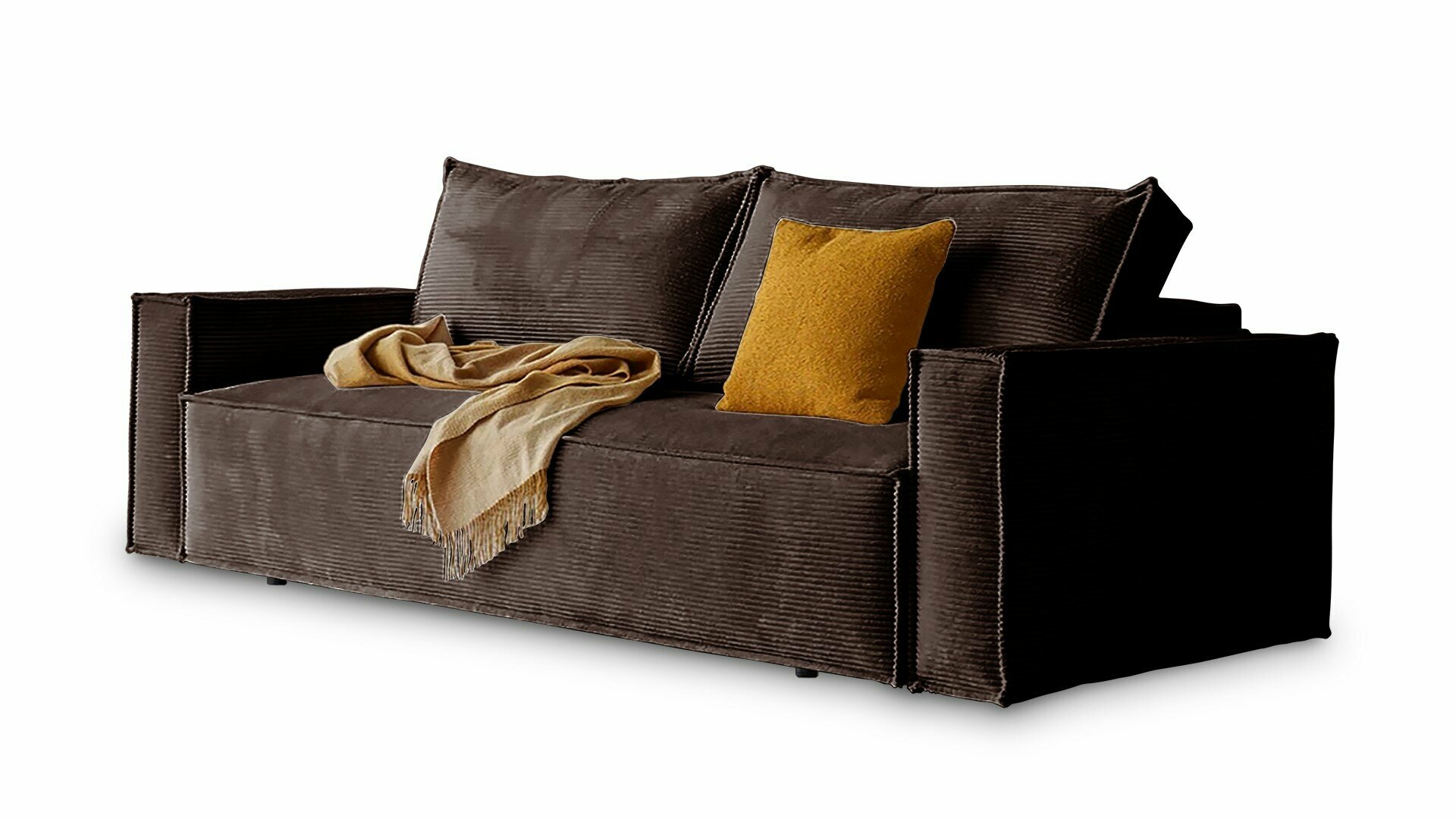 Диван прямой диван-кровать Саймон 3 Chocolate коричневый еврокнижка 240*94*80 см вельвет