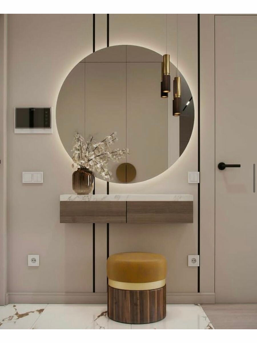 Зеркало в ванну 55 см. без сенсора (от выключателя) с подсветкой