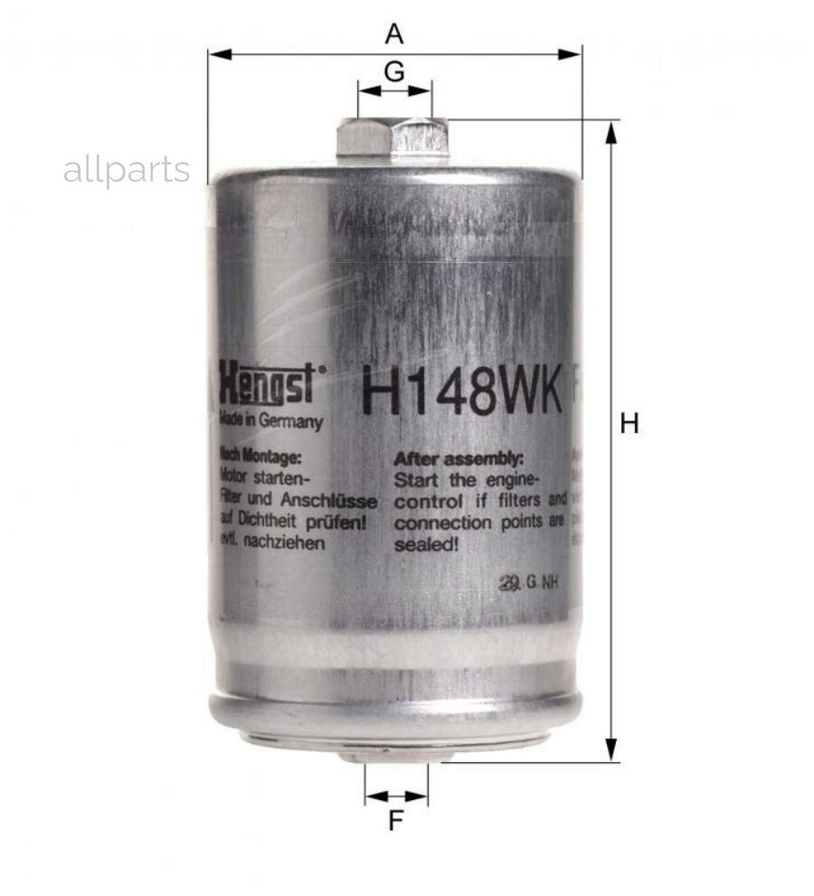 HENGST FILTER H148WK фильтр топливный!\ Audi 80/A4/A6/A8/V8 1.6-4.2 88>, VWPassat 4.0i W8 01>
