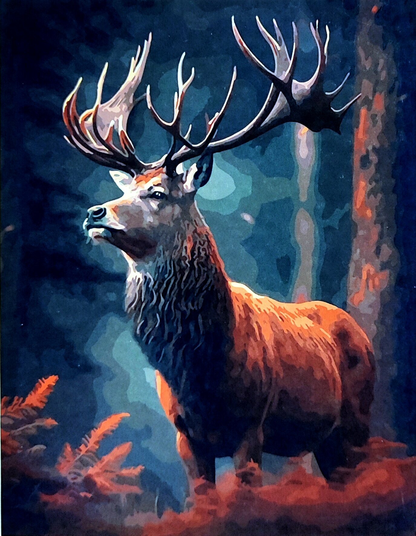 "горный пейзаж" - 40/50 картина по номерам Paintboy утес и лес у реки , озеро, горы, зима, грот, снег олени, животные