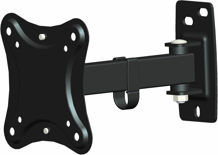 Кронштейн настенный для TV/монитора HAMA R1, 10"-27", VESA 75x75мм-100x100мм, наклонный, поворотный, до 15кг, черный (118151)