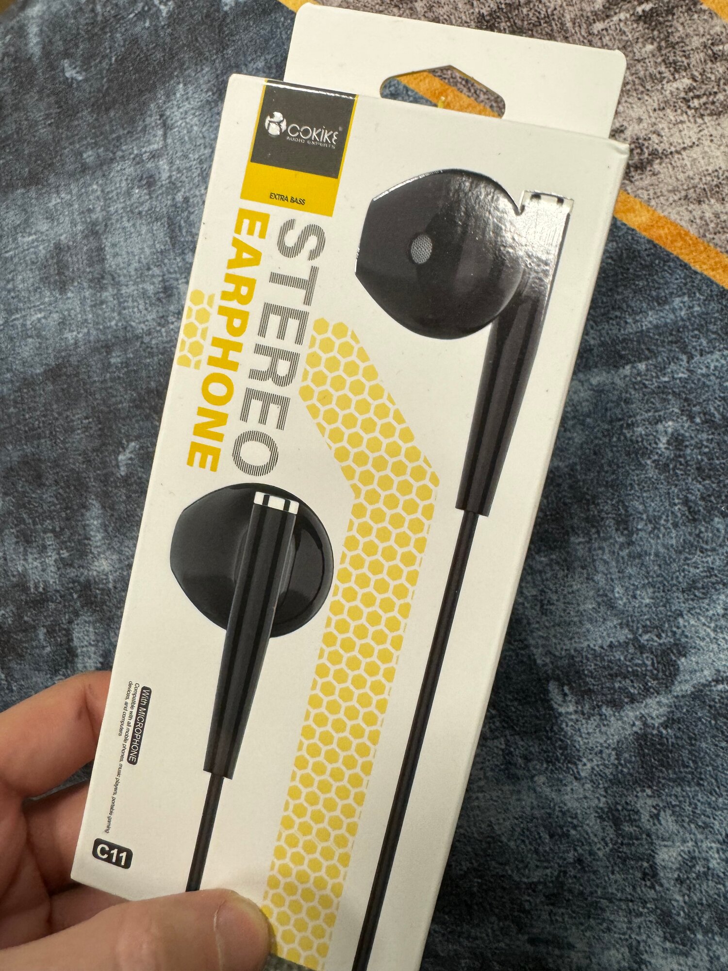 Проводные наушники капельки с микрофоном Cokike C11 (116 Дцб / 130см / 32 Ом) разъем 3.5мм, магнитолы, радио, MP3-плеера