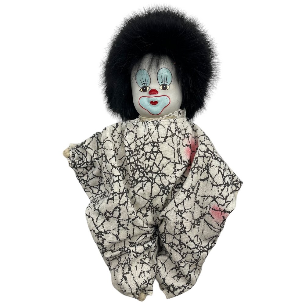 Кукла интерьерная "Клоун" (бело-черный), фарфор, 22 см, 1970-1980 гг, Германия